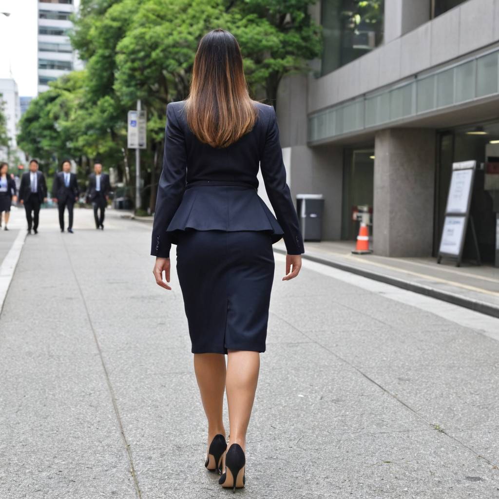 images of a big-assed woman walking through the office district ...